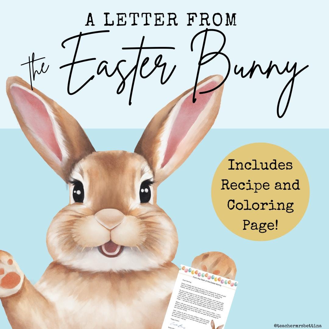 Easter Bunny Letter With Coloring Page and Recipe - Letter From the ...