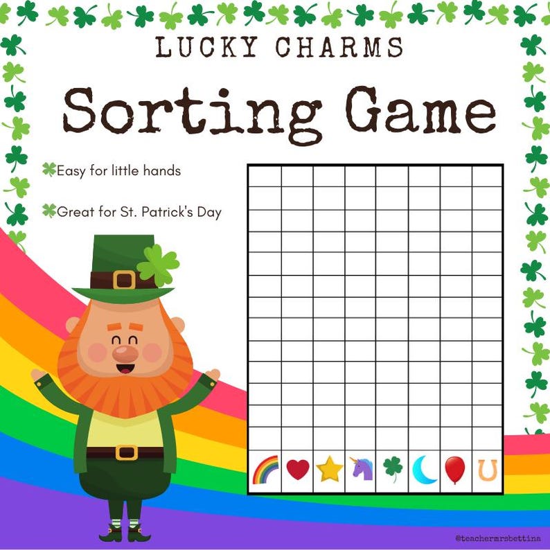 Sorting Activity and Game for St. Patrick's Day - Great for Fine Motor ...