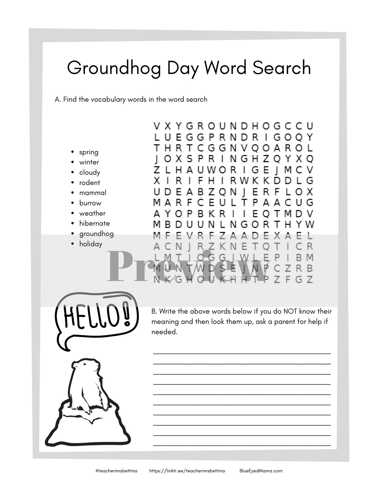 Groundhog Day Activities and Printable With Memory Game and Lesson - Etsy