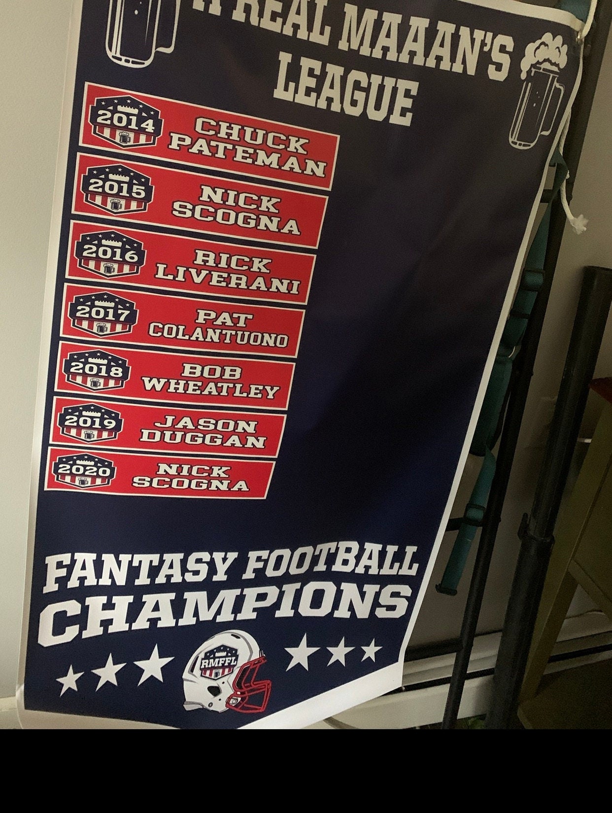 Custom Fantasy Football Championship League Champion Banner - Removable ...