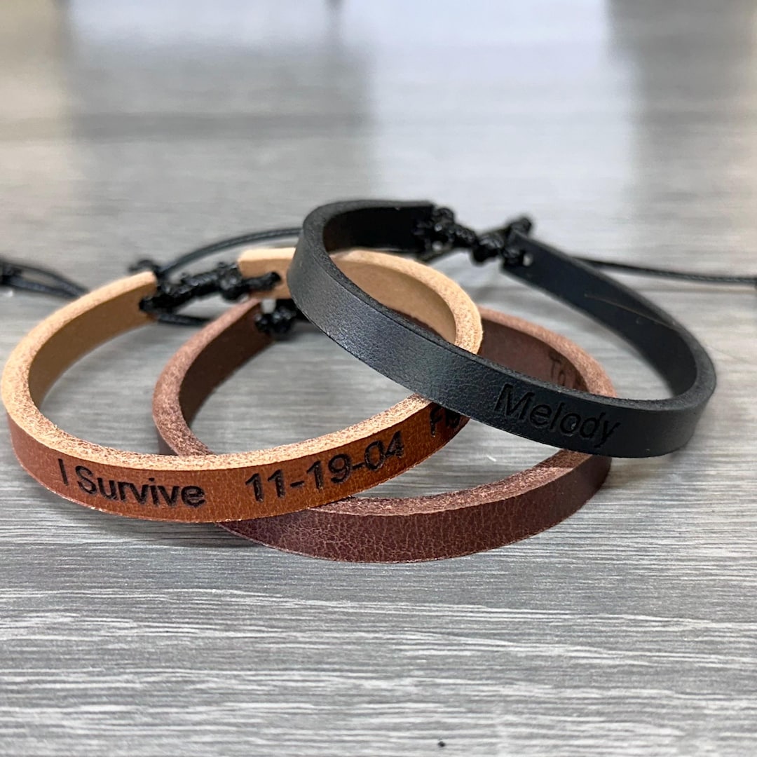 Personalized Leather Bracelets Custom Leather Bracelets Engraved ...