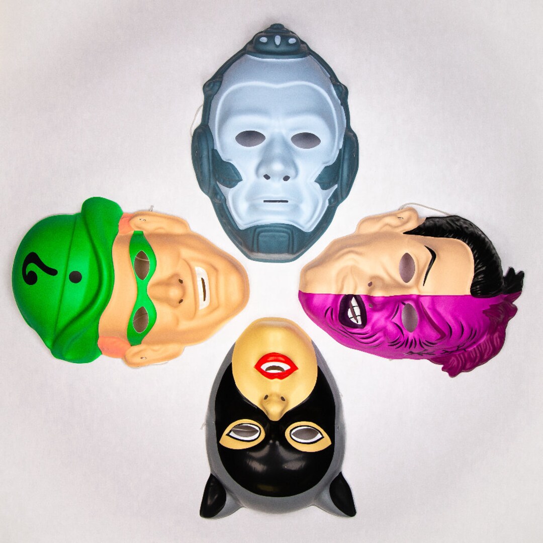Vintage Batman Villains Set Halloween Mask Riddler Mr. Freeze Catwoman ...