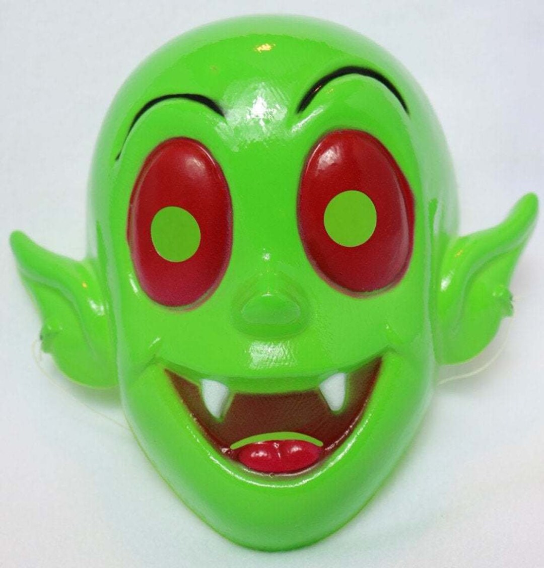 Vintage Little Dracula Green Halloween Mask 1990s 90s Cartoon Vampire ...
