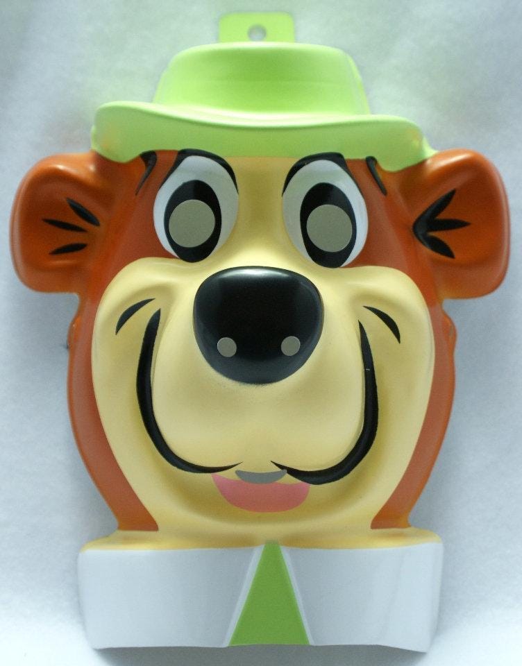 Vintage Hanna Barbera Yogi Bear Halloween Mask Boo Boo Collectible ...