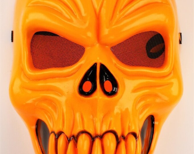 Vintage Neon Orange Skull Halloween Mask Skeleton - Etsy