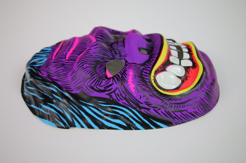 Vintage Purple Monster Halloween Mask Neon 1980s Gorilla Ape | Etsy