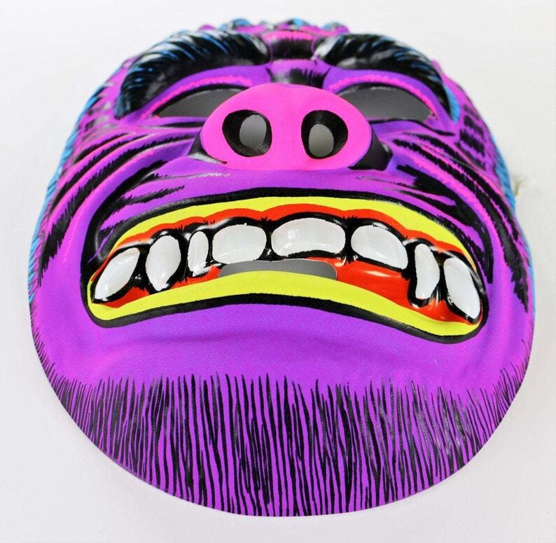 Vintage Purple Monster Halloween Mask Neon 1980s Gorilla Ape - Etsy