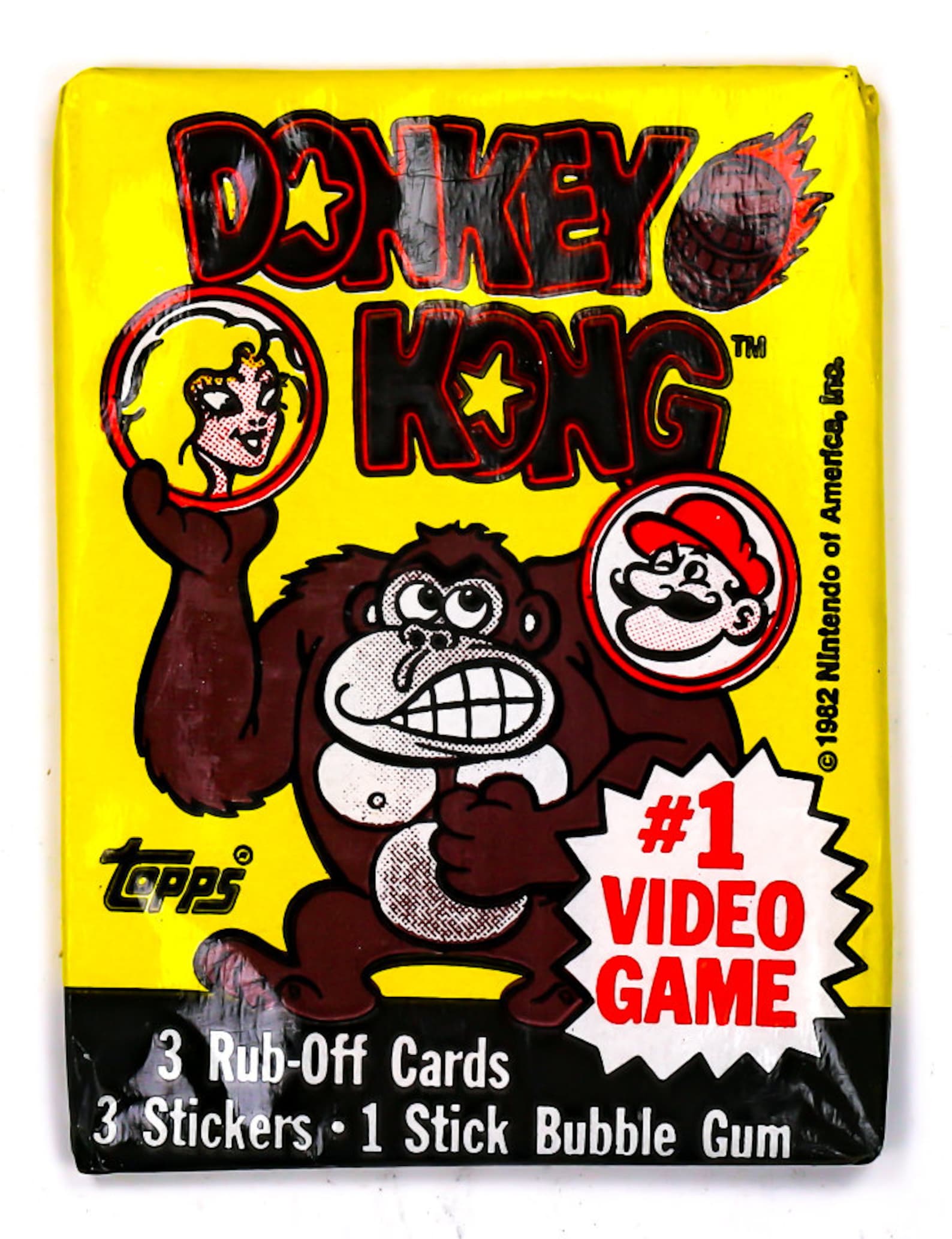 Donkey Kong Vintage Trading Cards ONE Wax Pack 1982 Topps Nintendo ...