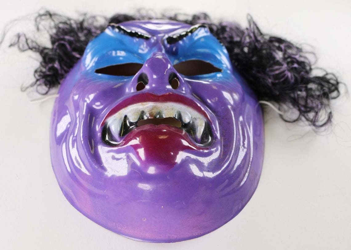 Vintage Purple Vampire Dracula Monster Halloween Mask Vampiro - Etsy