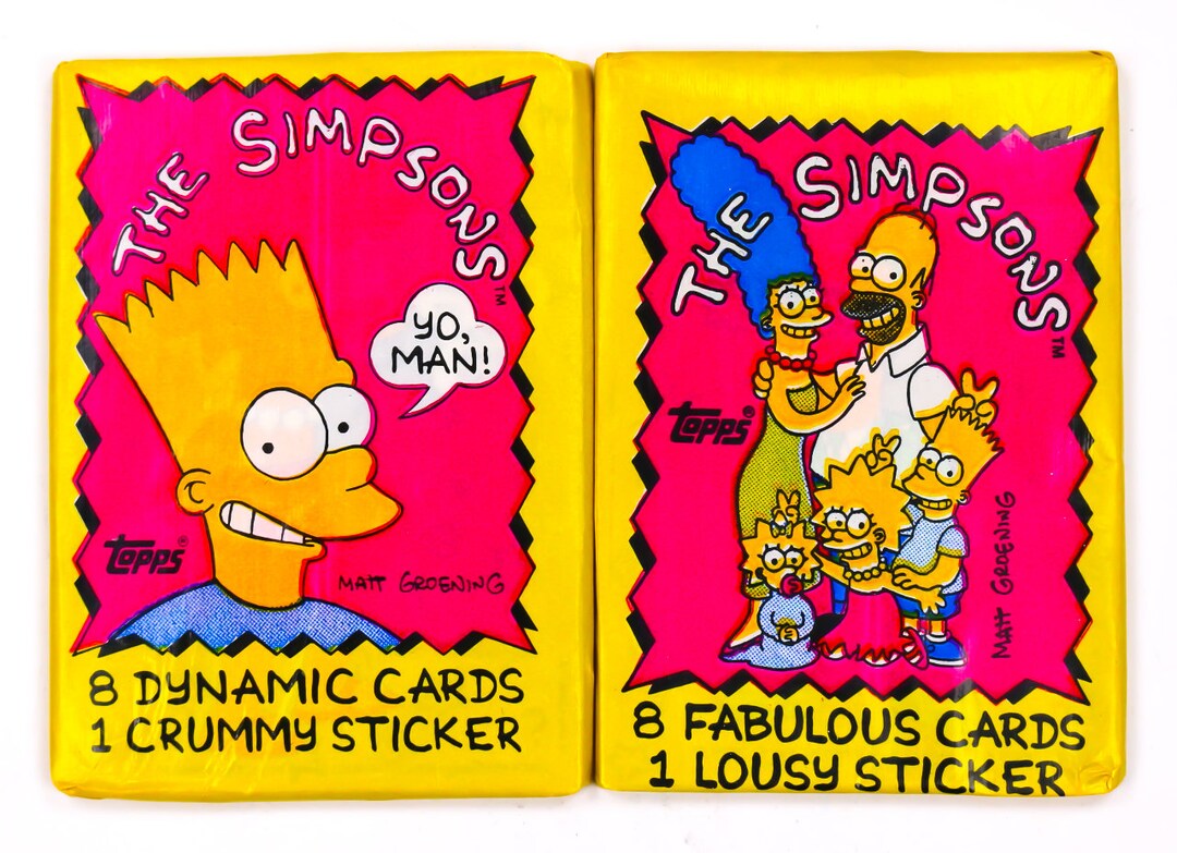 The Simpsons Vintage Trading Cards TWO Wax Packs 1990 Topps Homer Bart ...