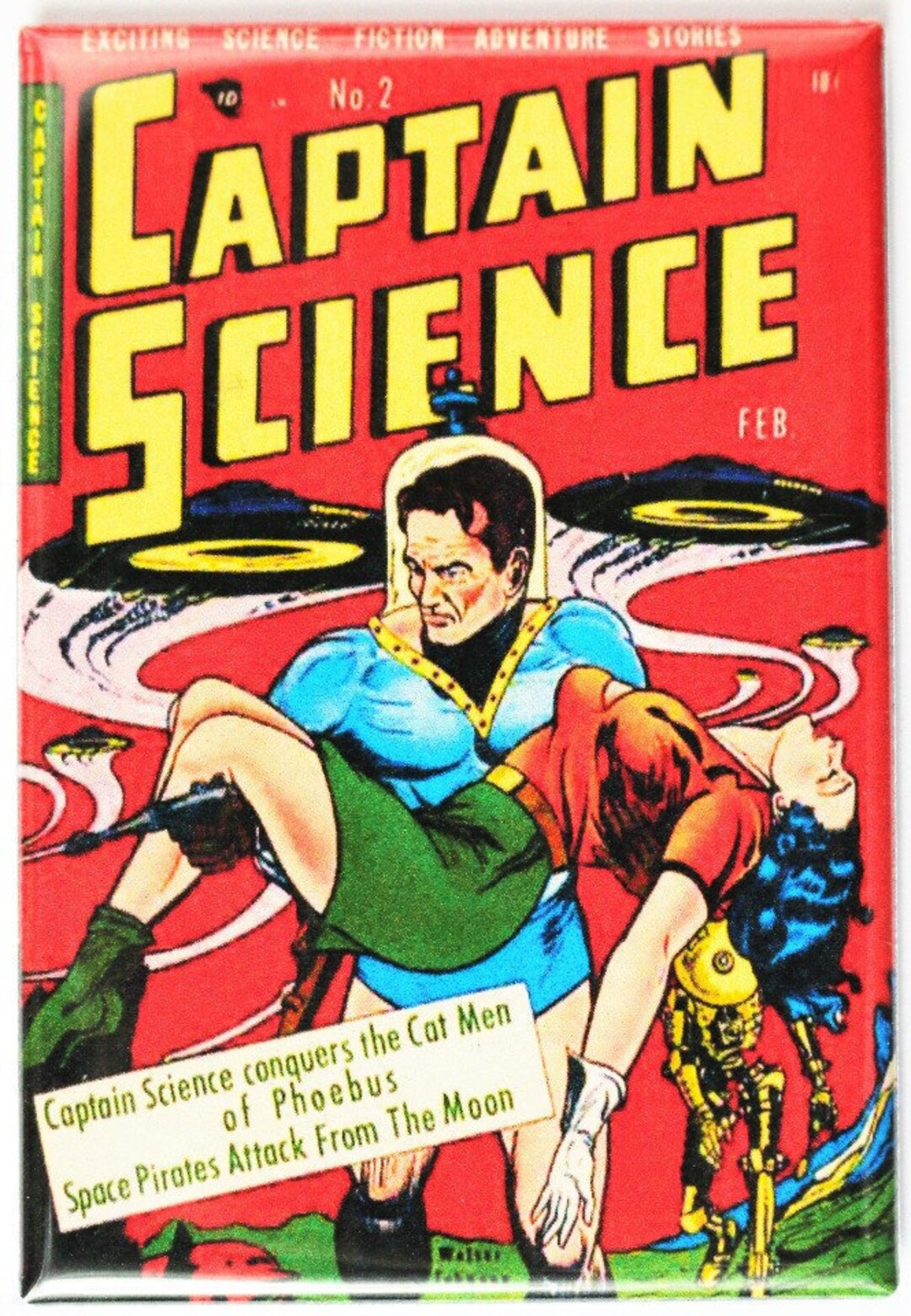 Captain Science No 2 Comic Book FRIDGE MAGNET Sci Fi Pin up Girl Space ...