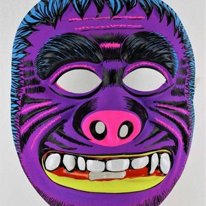 Vintage Purple Monster Halloween Mask Neon 1980s Gorilla Ape Topstone ...