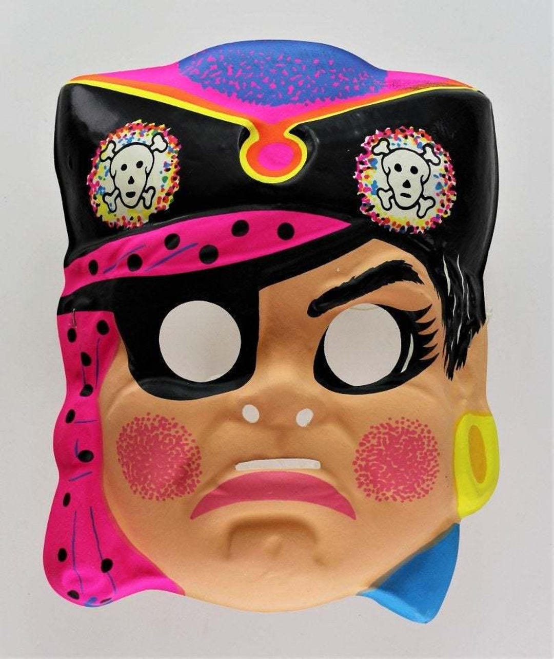 Vintage Girl Pirate Halloween Mask Female Neon Hot Pink Pirates Eye ...
