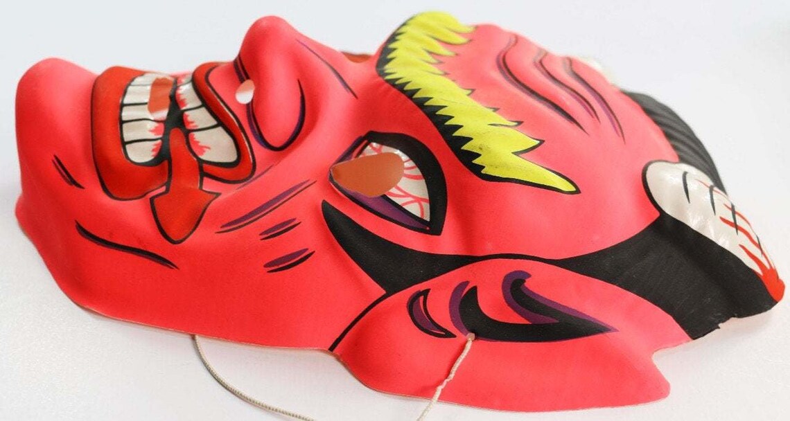 Vintage Devil Halloween Mask Demon Oni Hannya Monster Bloody | Etsy