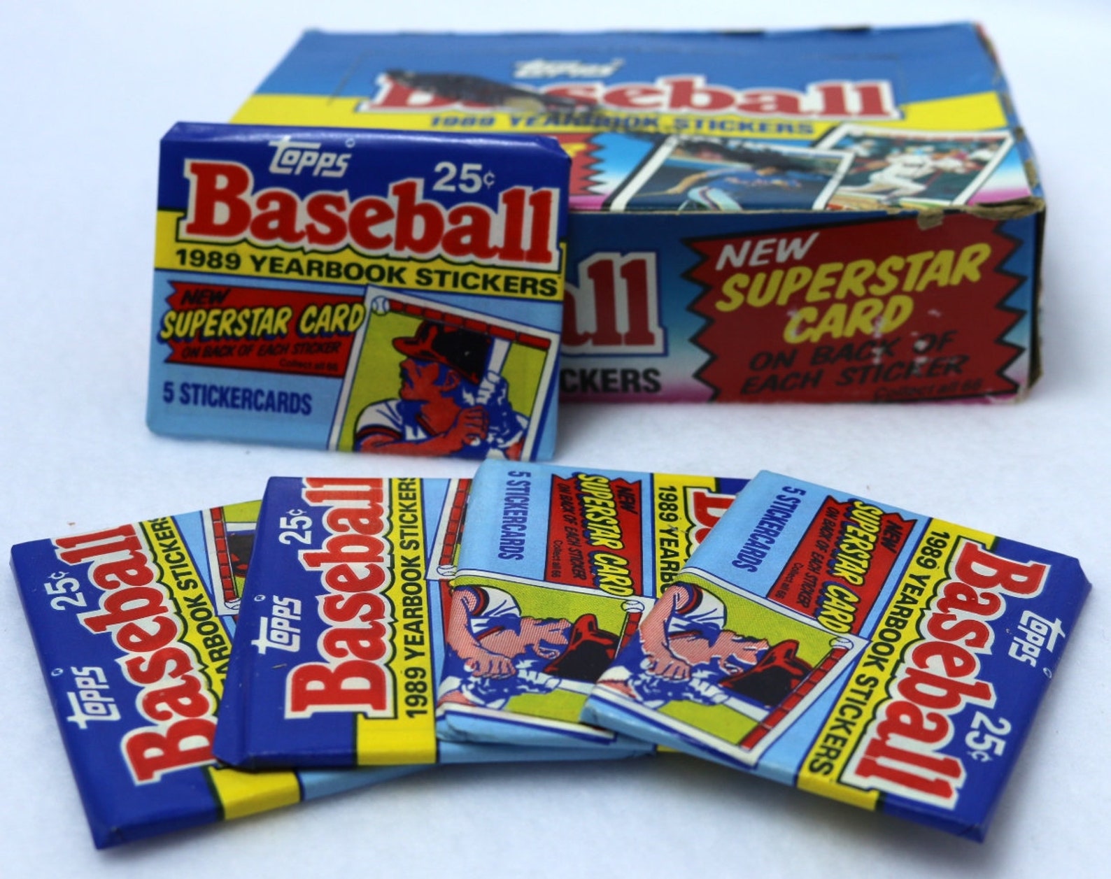 Topps 1989 Yearbook Sticker Baseball Cards Vintage 5 PACKS MLB Wax Pack ...