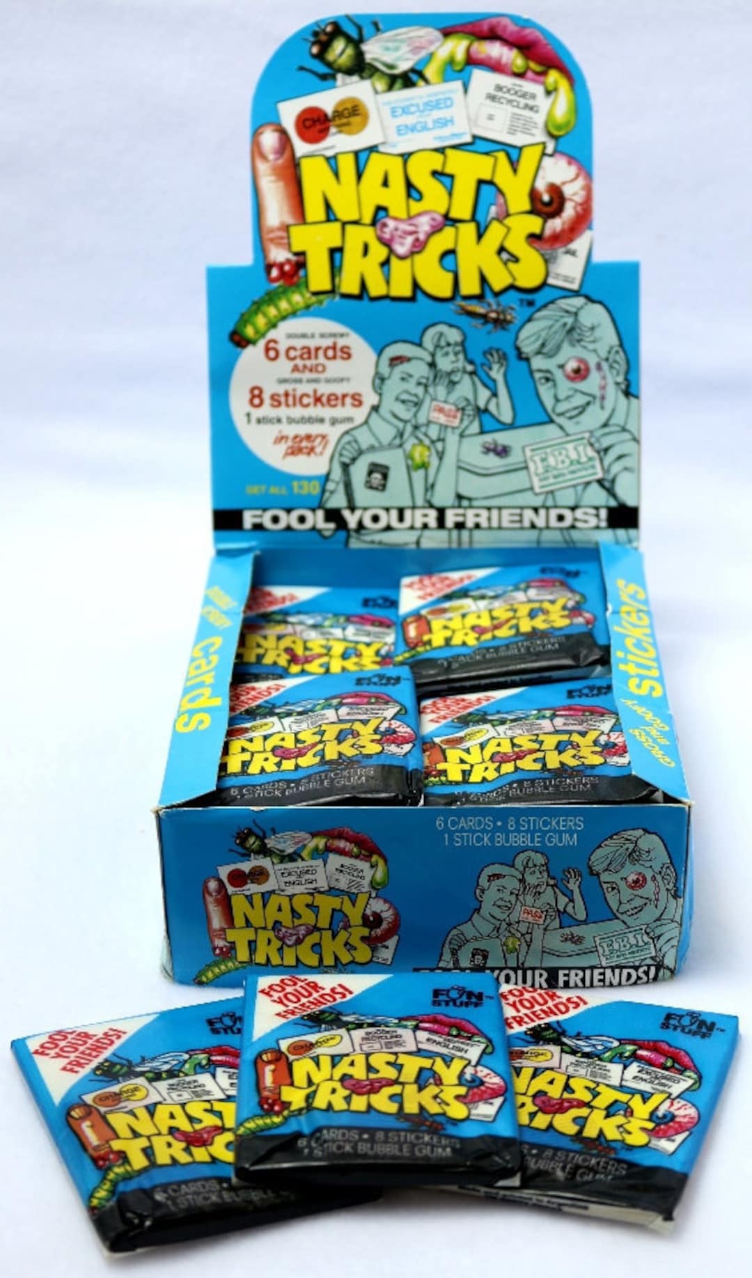 3 Vintage Packs of Nasty Tricks Trading Cards Prank Wax Pack Non Sports ...