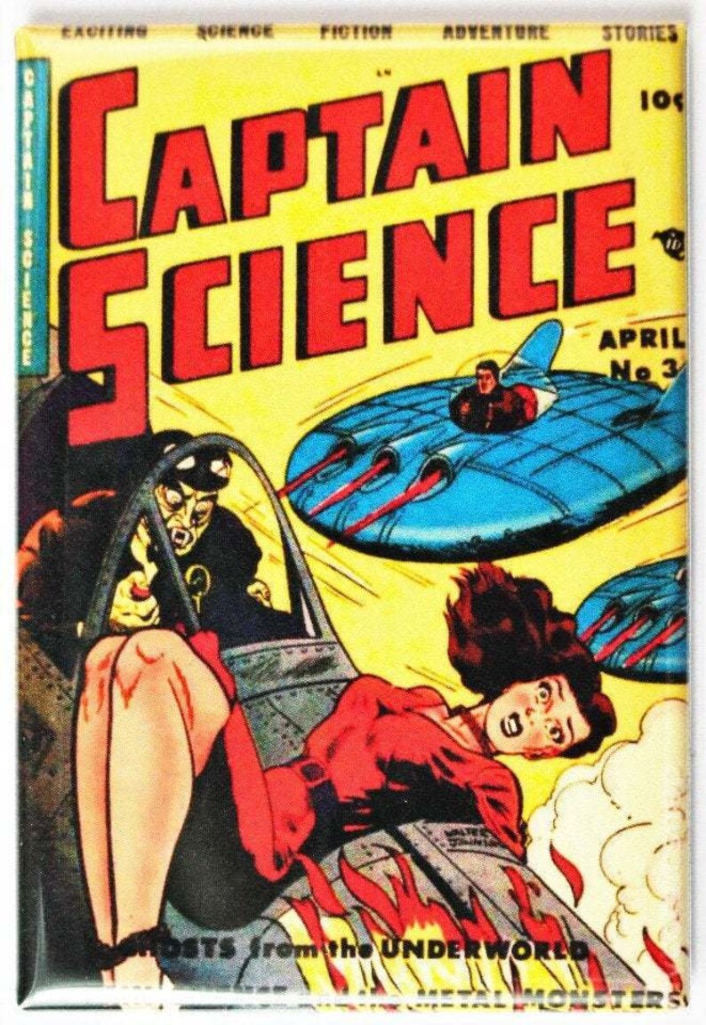 Captain Science Comic Book FRIDGE MAGNET Sci Fi Pin up Girl - Etsy