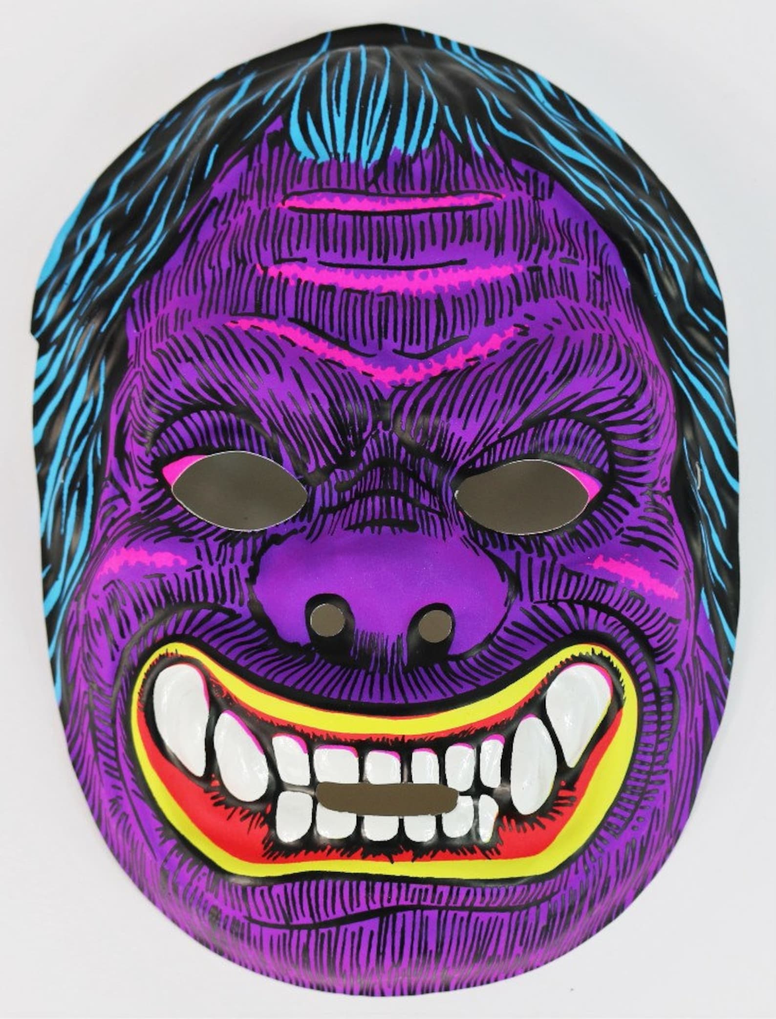 Vintage Purple Monster Halloween Mask Neon 1980s Gorilla Ape | Etsy