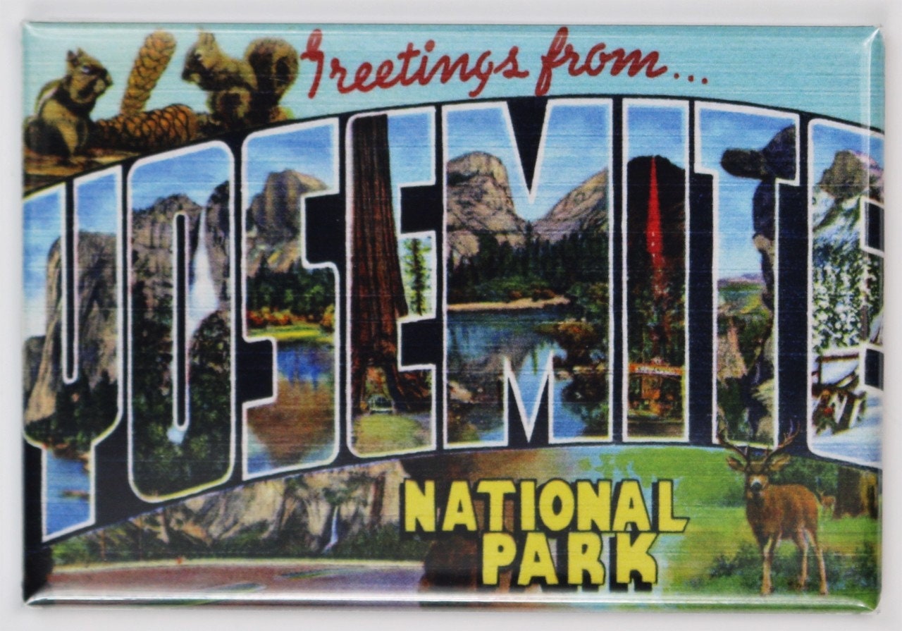 Greetings From Yosemite National Park Postcard FRIDGE MAGNET - Etsy