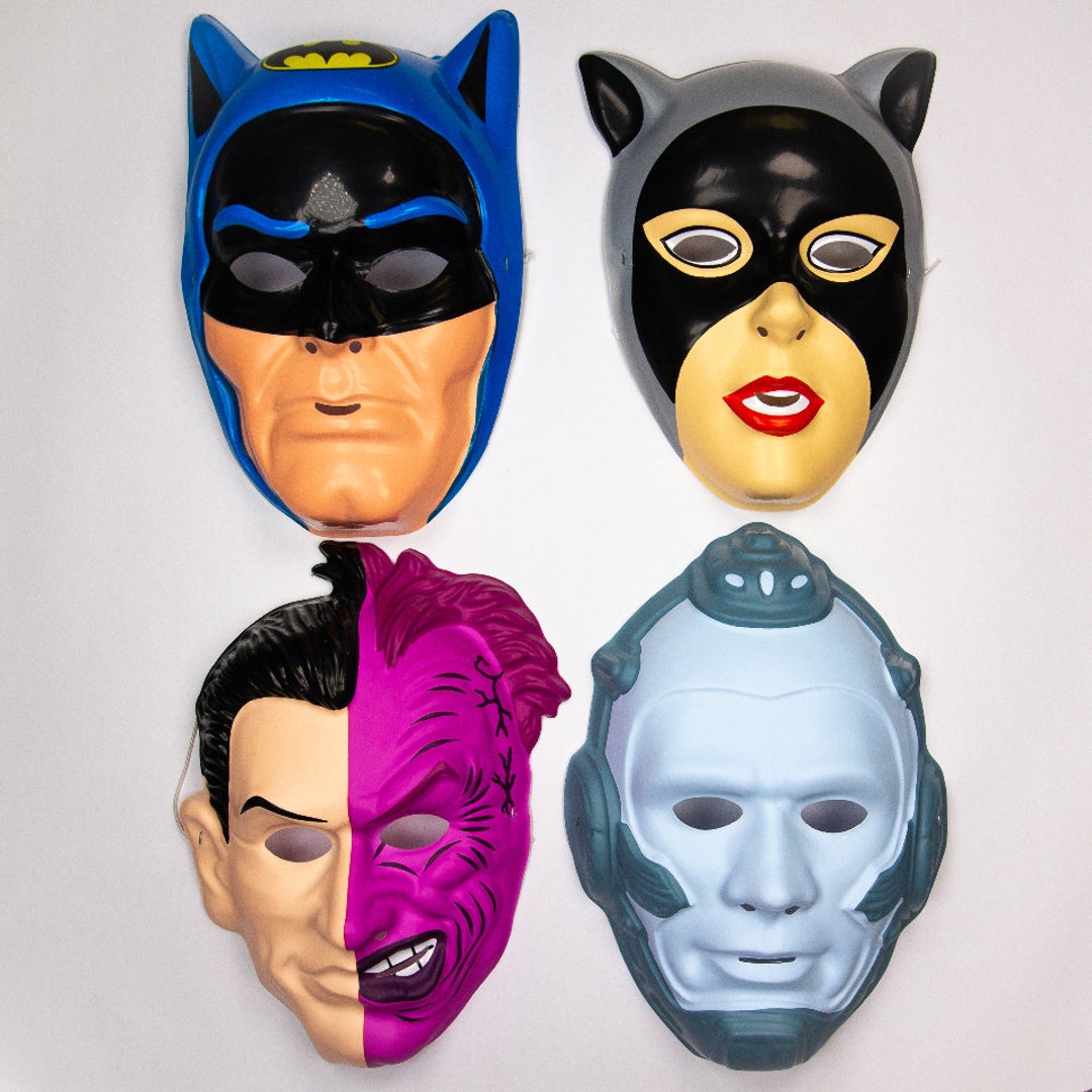 Vintage DC Comics Batman Halloween Masks Lot Catwoman Two Face Mr ...