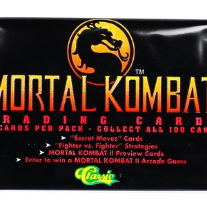 Mortal Kombat Vintage Trading Cards ONE PACK 1992 Midway Sega | Etsy