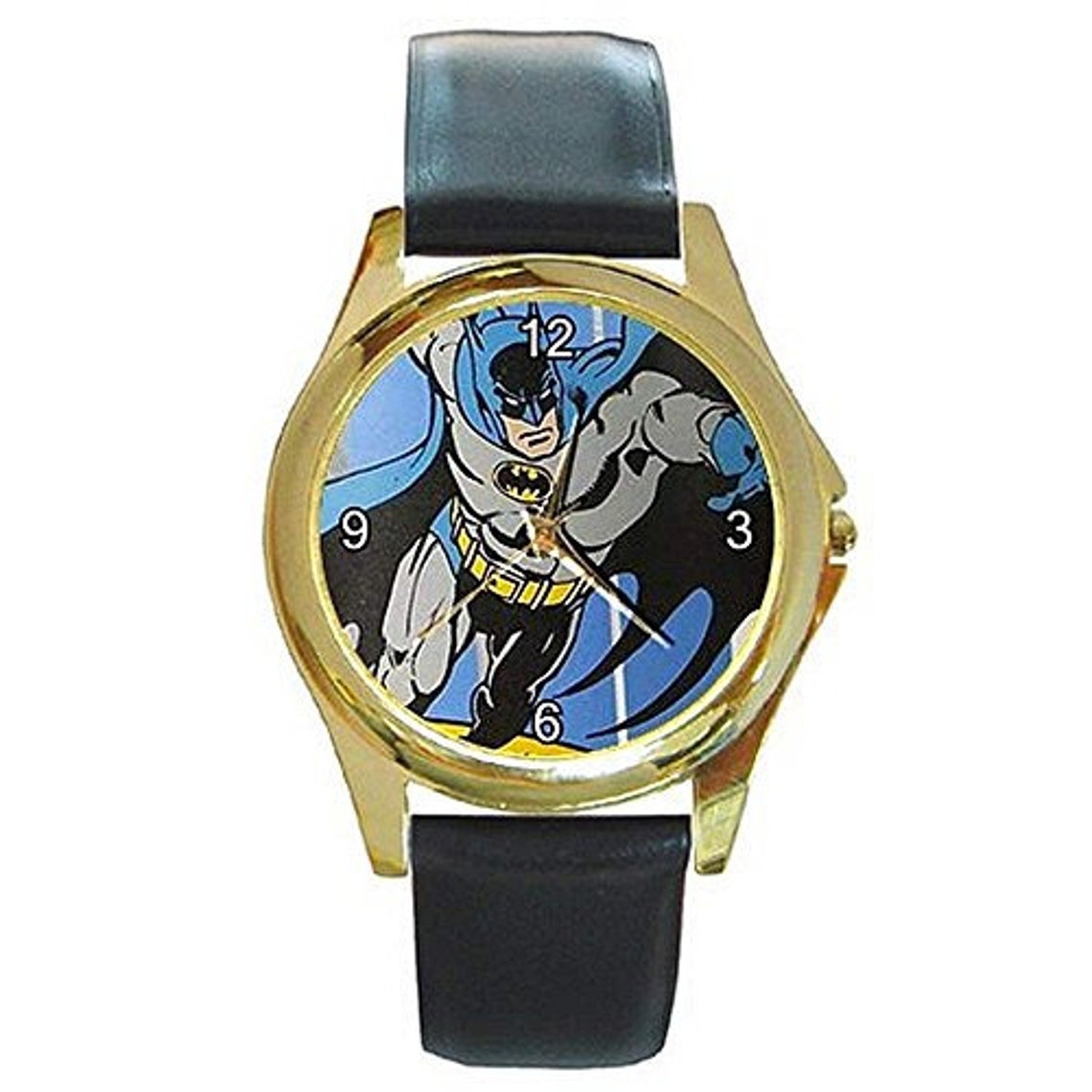 Batman vintage Look on a Mens Gold Tone Watch With Leather - Etsy