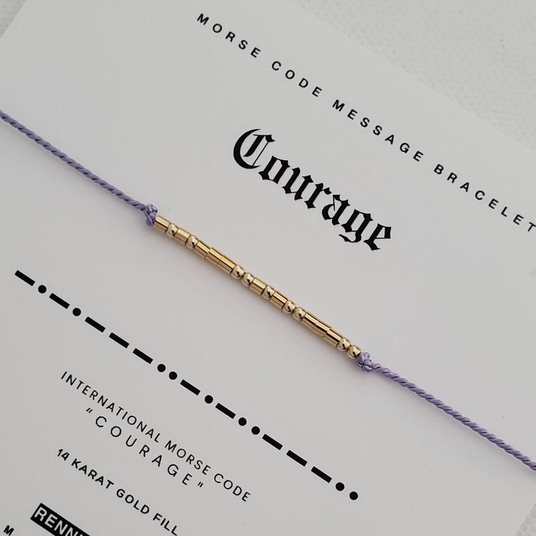 14k COURAGE Morse Code Secret Message Bracelet - Etsy