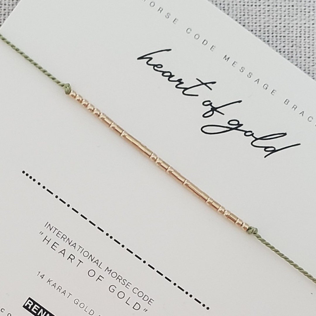 14K Heart of Gold Morse Code Bracelet Handmade Customizable Secret ...