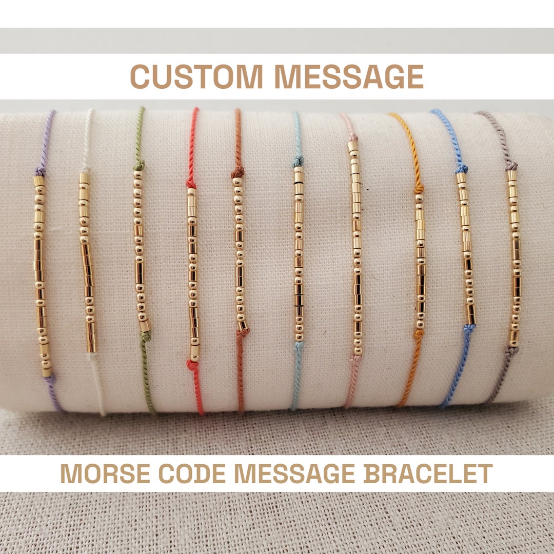 14K Custom Morse Code Message Bracelet - Etsy