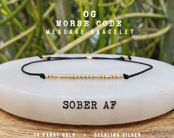 Morse Code SOBER AF Hidden Message Friendship Bracelet in 14 Karat Gold ...