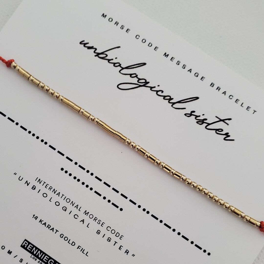 14k UNBIOLOGICAL SISTER Bracelet / Secret Message Bracelet / Friendship ...