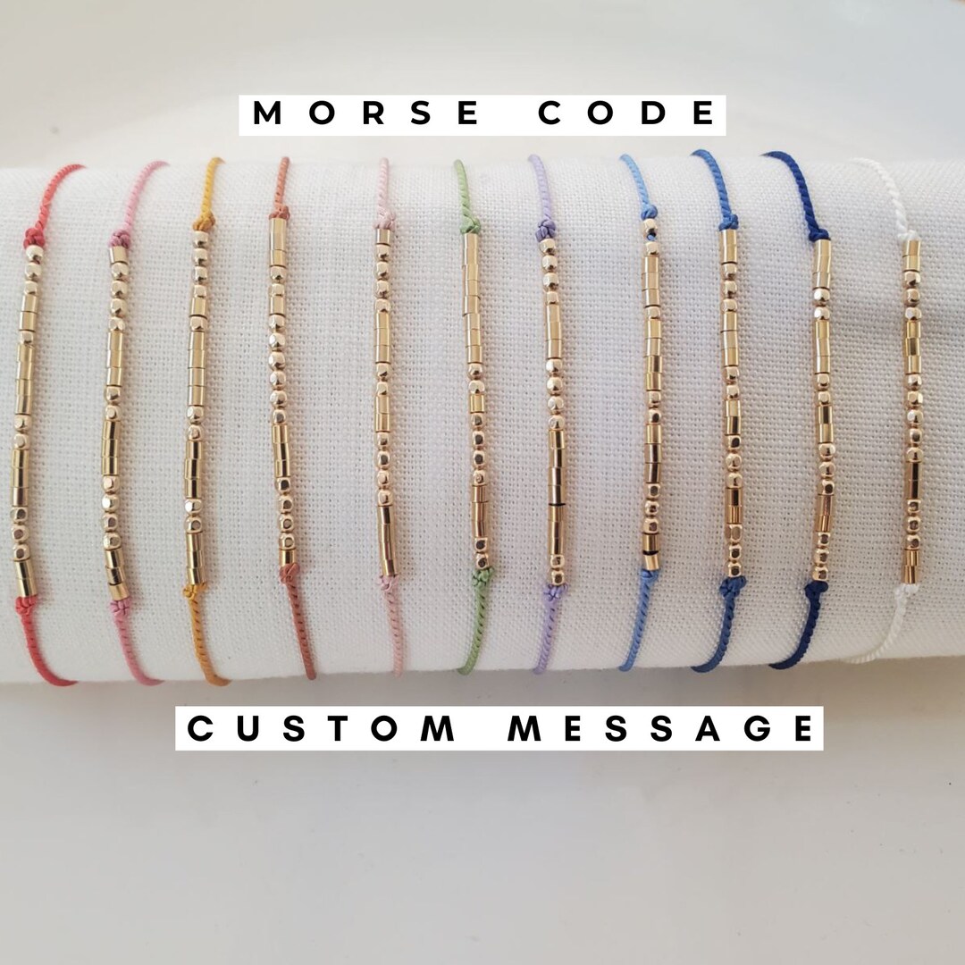 14k Custom Message Morse Code Bracelet in Solid Gold, Gold Filled or ...