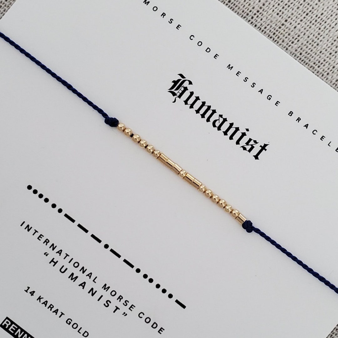 14k HUMANIST Morse Code Secret Message Bracelet / Friendship Bracelet ...