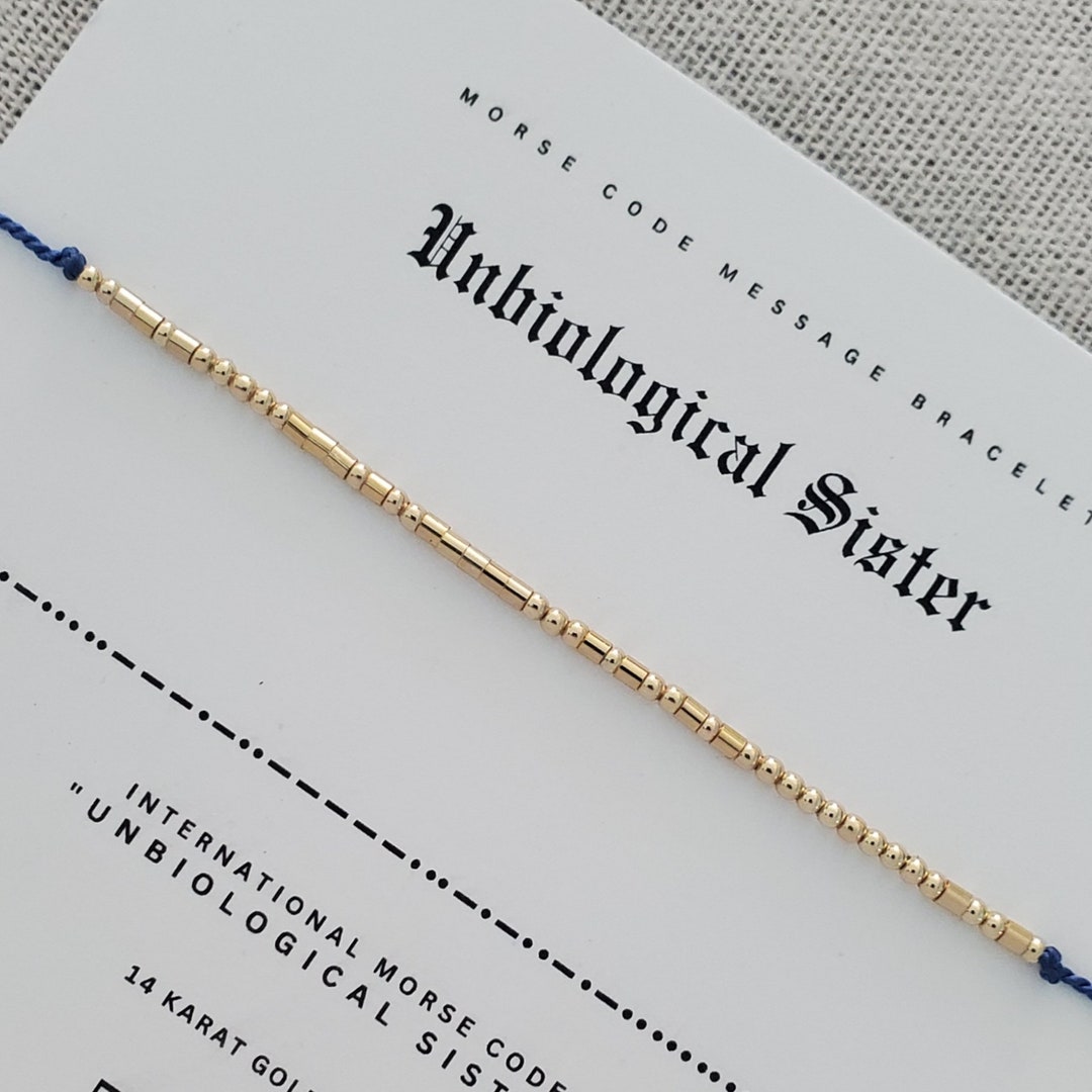 14K UNBIOLOGICAL SISTER Morse Code Message Bracelet - Etsy