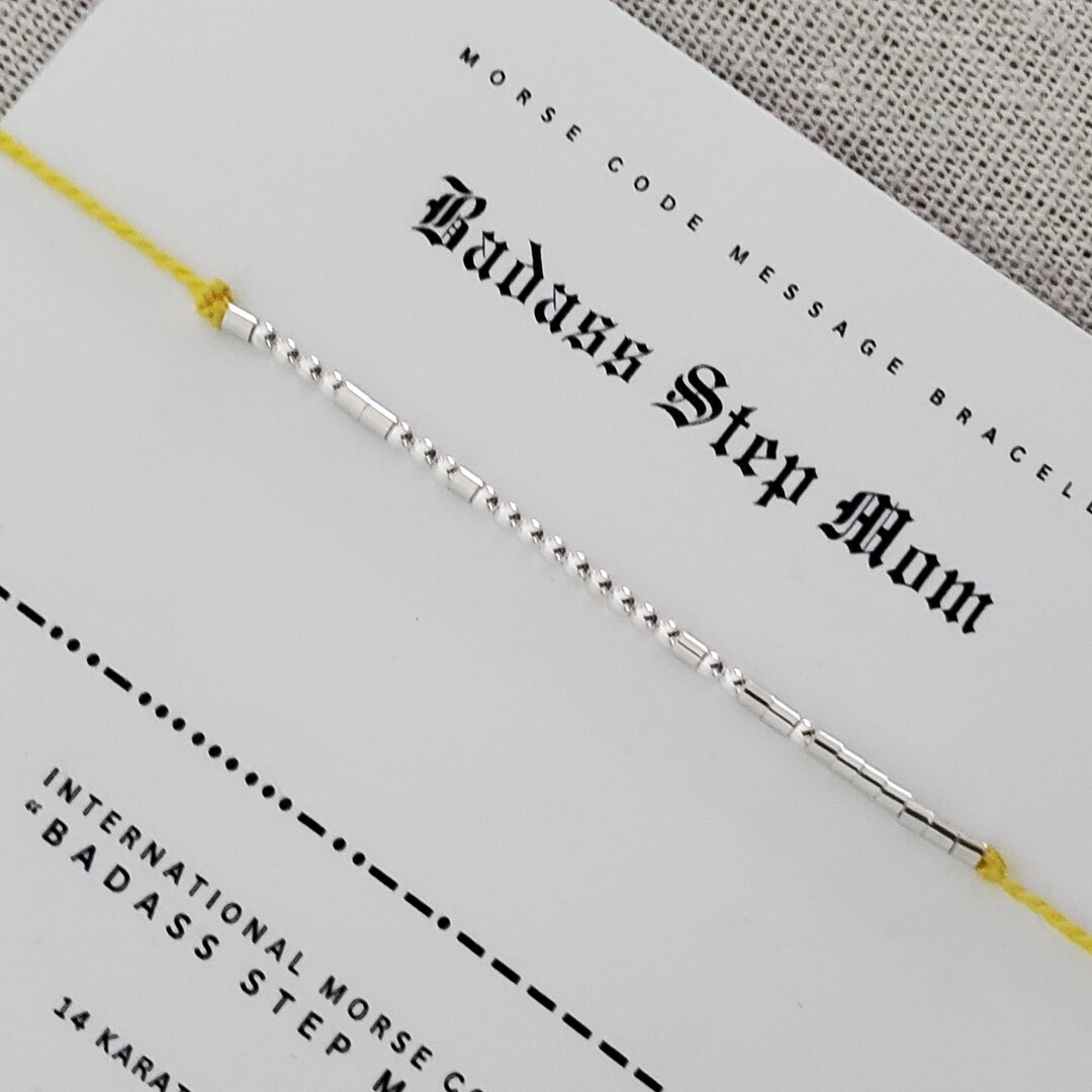 BADASS STEP MOM Handmade Morse Code Bracelet in 14K Gold, Silver, or ...