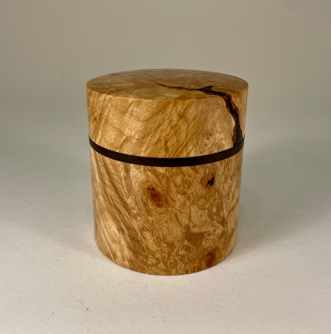 Maple Burl Container - Big Leaf Maple Burl Box With Walnut Collar - Etsy