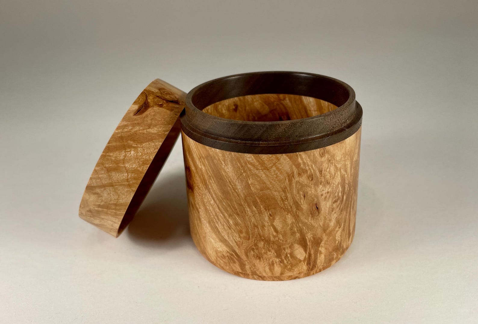 Maple Burl Container - Big Leaf Maple Burl Box With Walnut Collar - Etsy