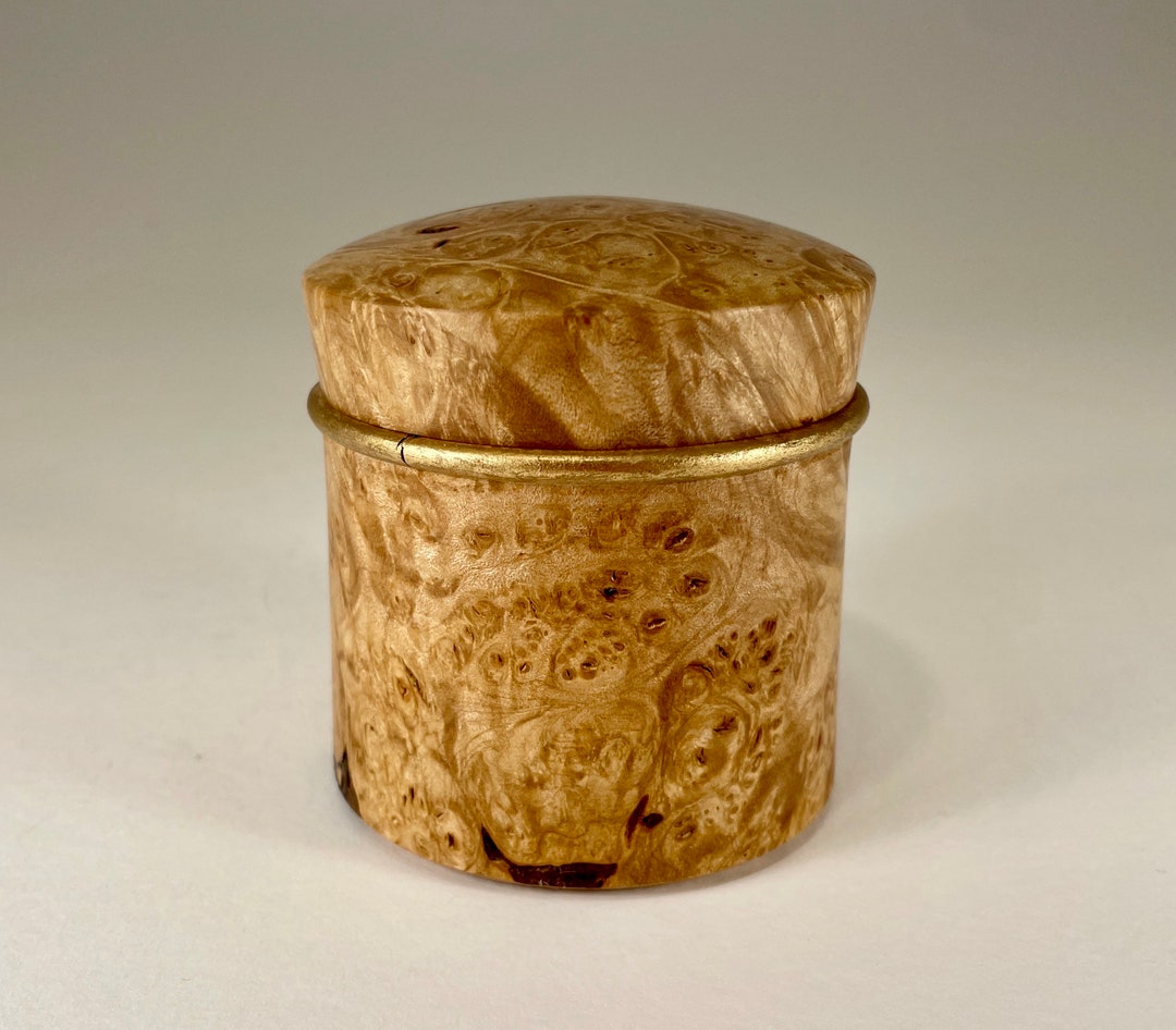 Maple Burl Container Big Leaf Maple Burl Box With Gold Bead - Etsy