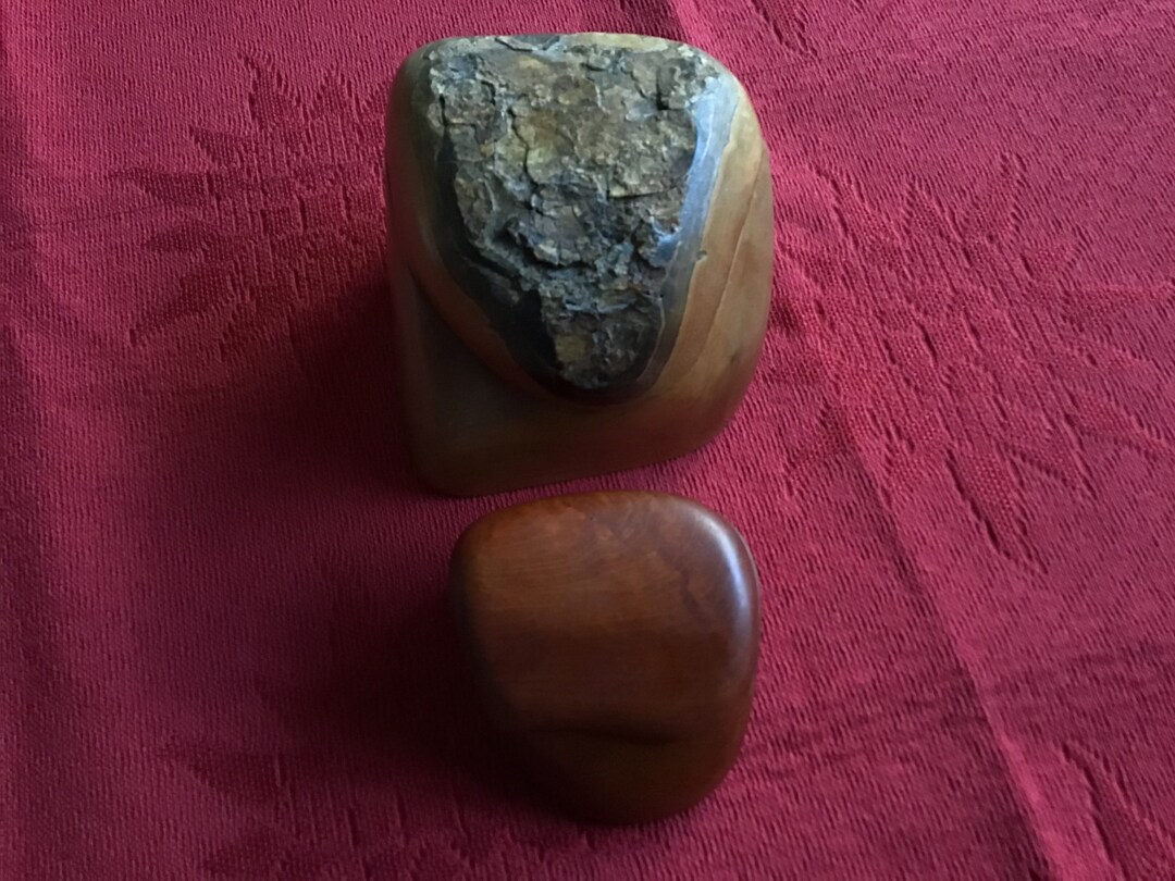 Double Wooden Lidded Boxes. Irregular Shape. Signed. - Etsy