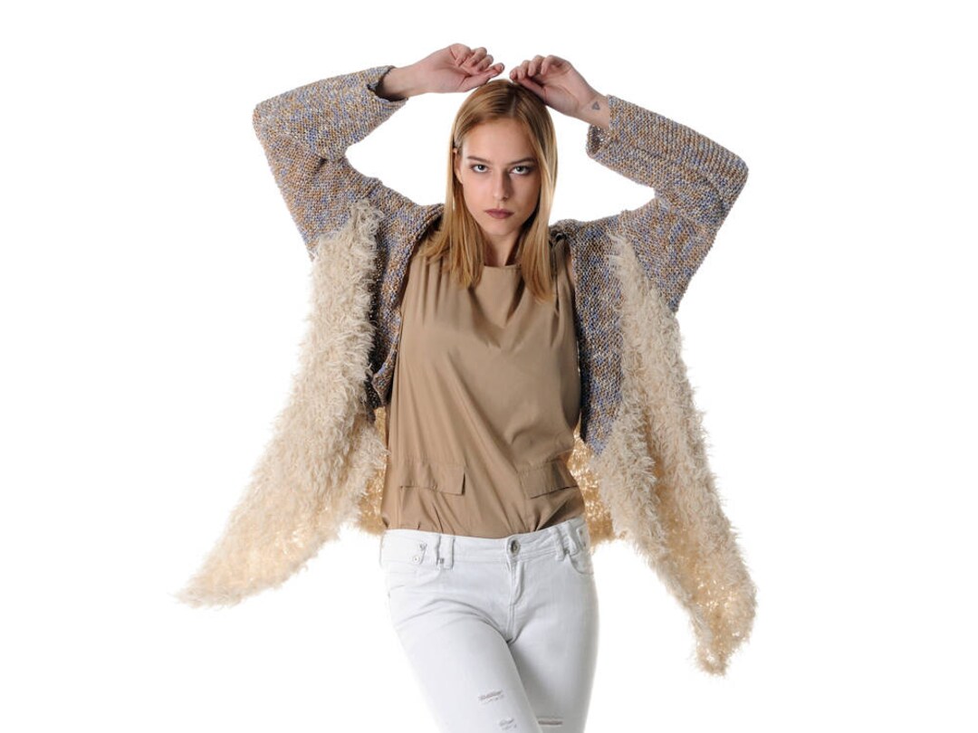 Knitted Cardigan Jacket Modern Asimmetric Design Handmade Exclusively ...