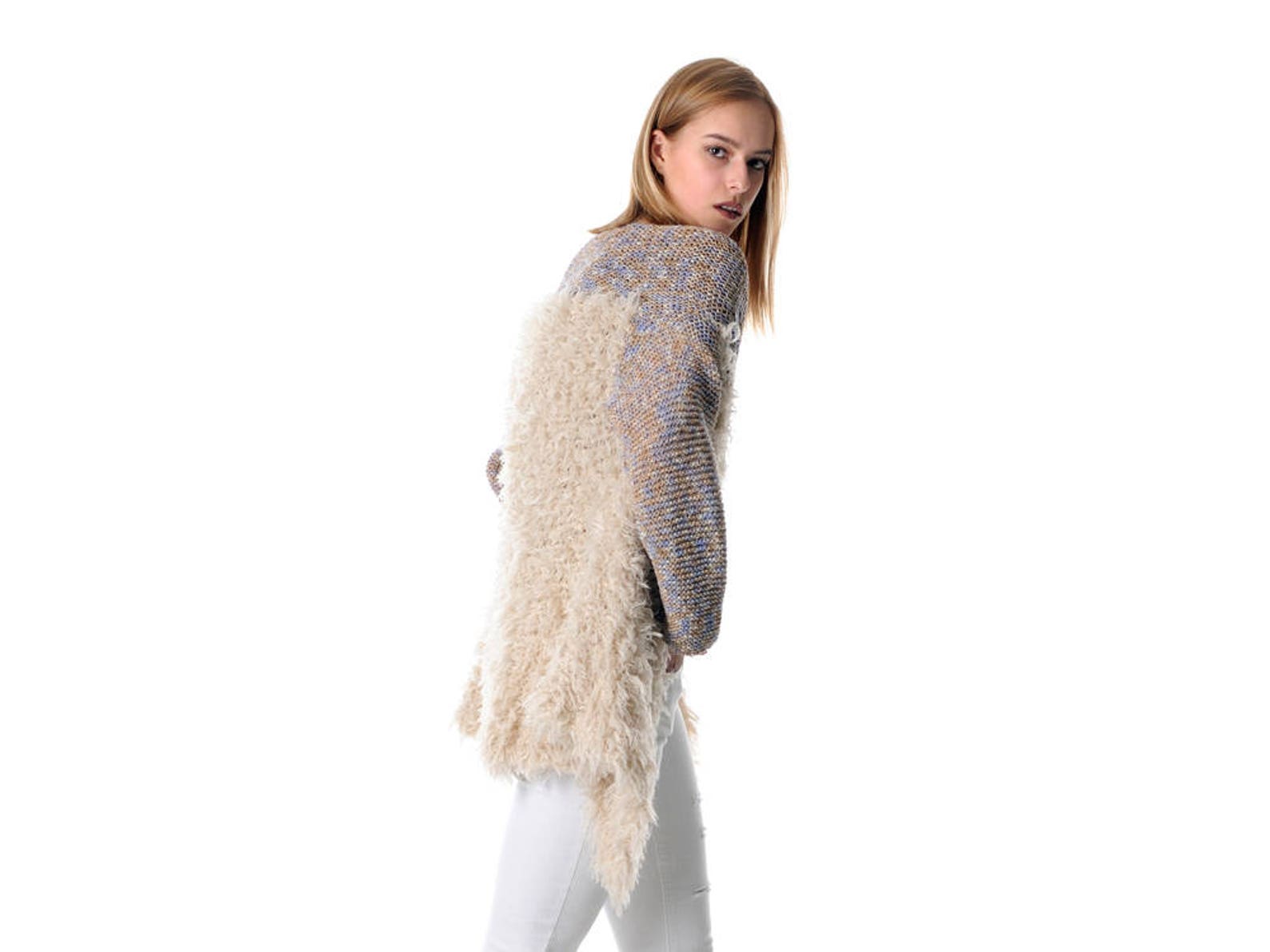 Knitted Cardigan Jacket Modern Asimmetric Design Handmade Exclusively ...