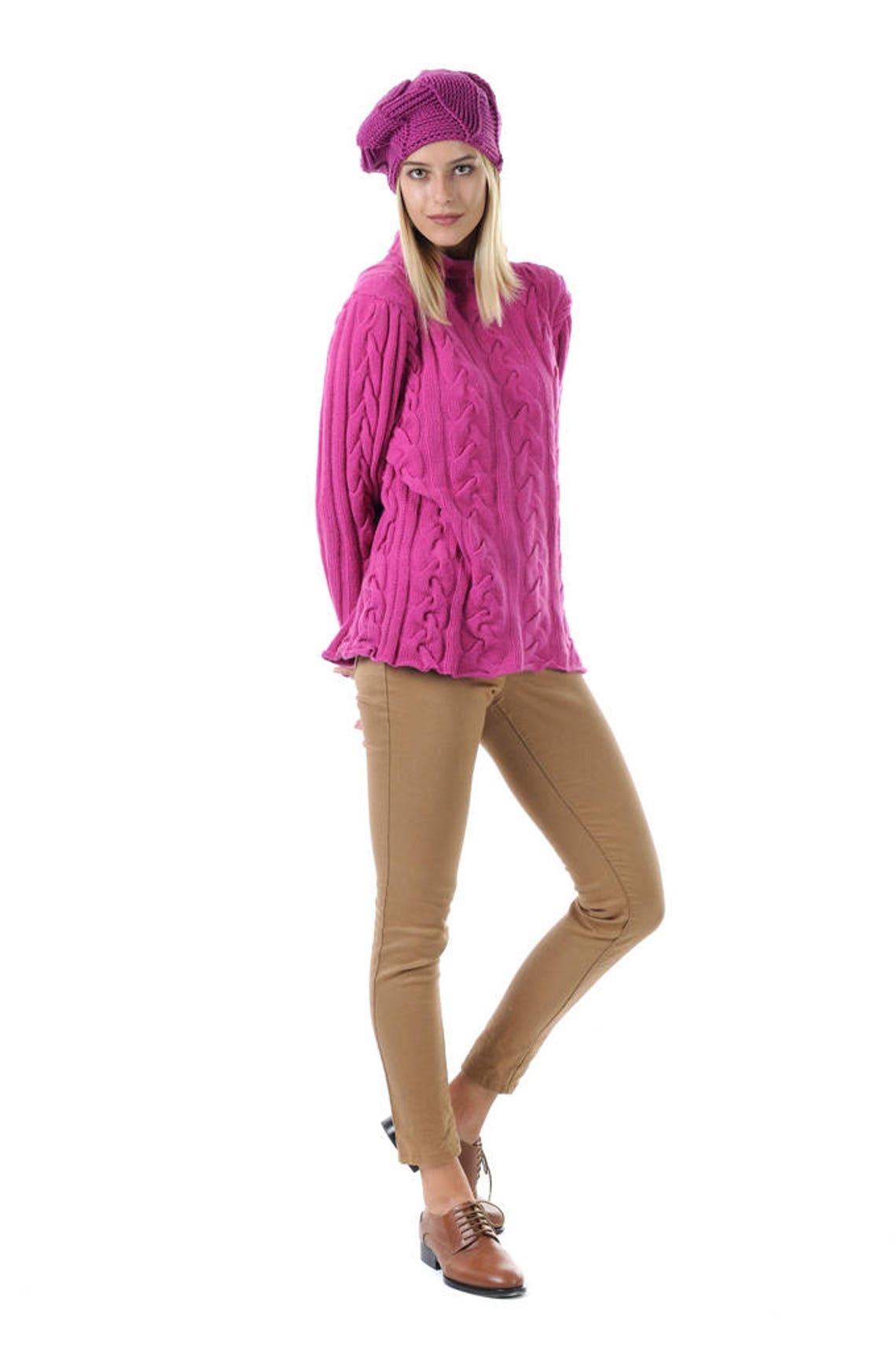 Cashmere Sweater Cable Knit Pullover Jumper/ Handknit Trendy - Etsy