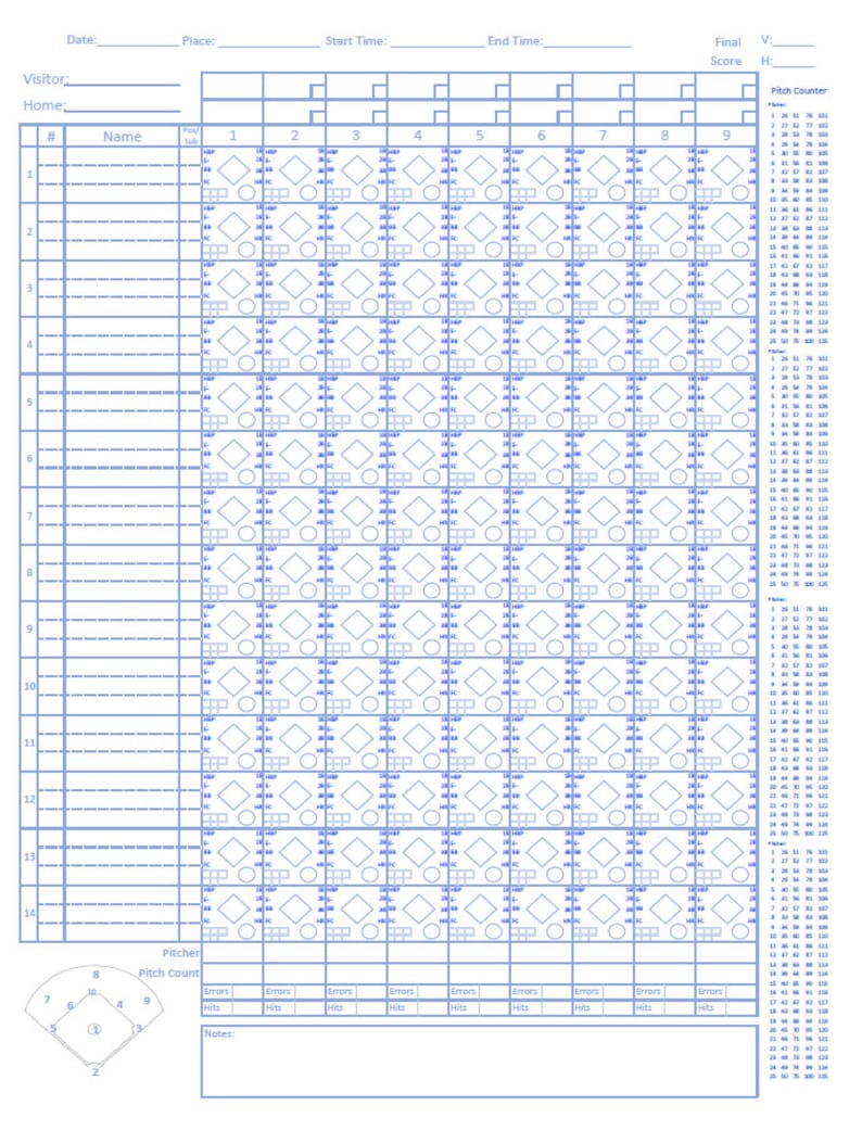 Baseball Softball Scorecards, Digital UNLIMITED Print - Etsy