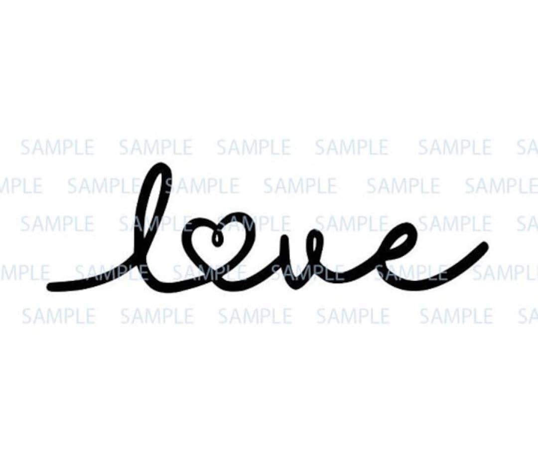 Love Cursive Script Heart Jpg Digital File - Etsy