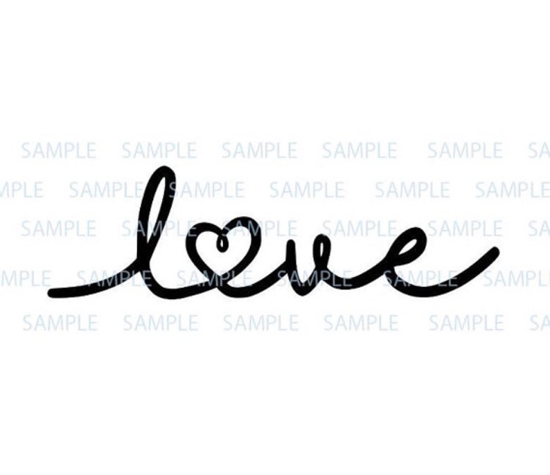 Love Cursive Script Heart Jpg Digital File Etsy