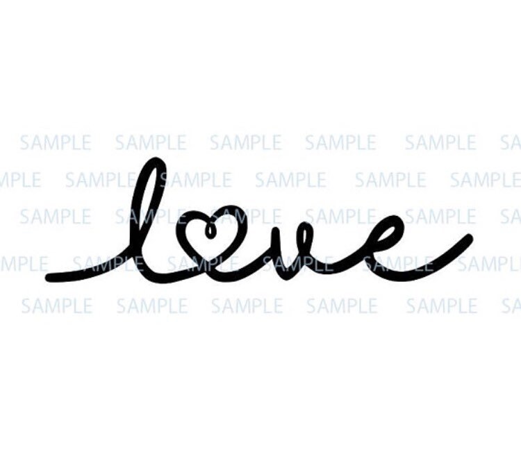 Love Cursive Script Heart Jpg Digital File Etsy
