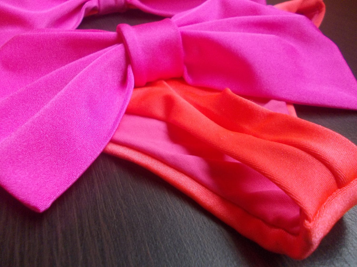 Bikini Neon Pink Bow Bandeau and Brazilian Thong Bow Bikini Swimsuit ...