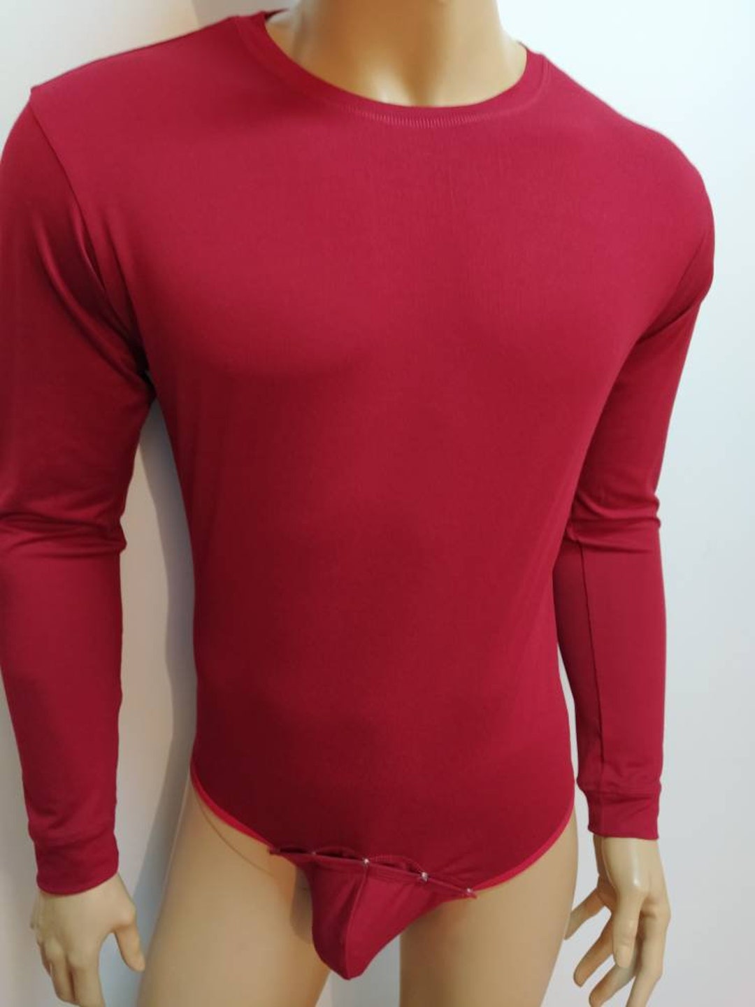 Mens Bodysuit Thong Front Opening Fully Opened Thong Bottom T-shirt Top ...