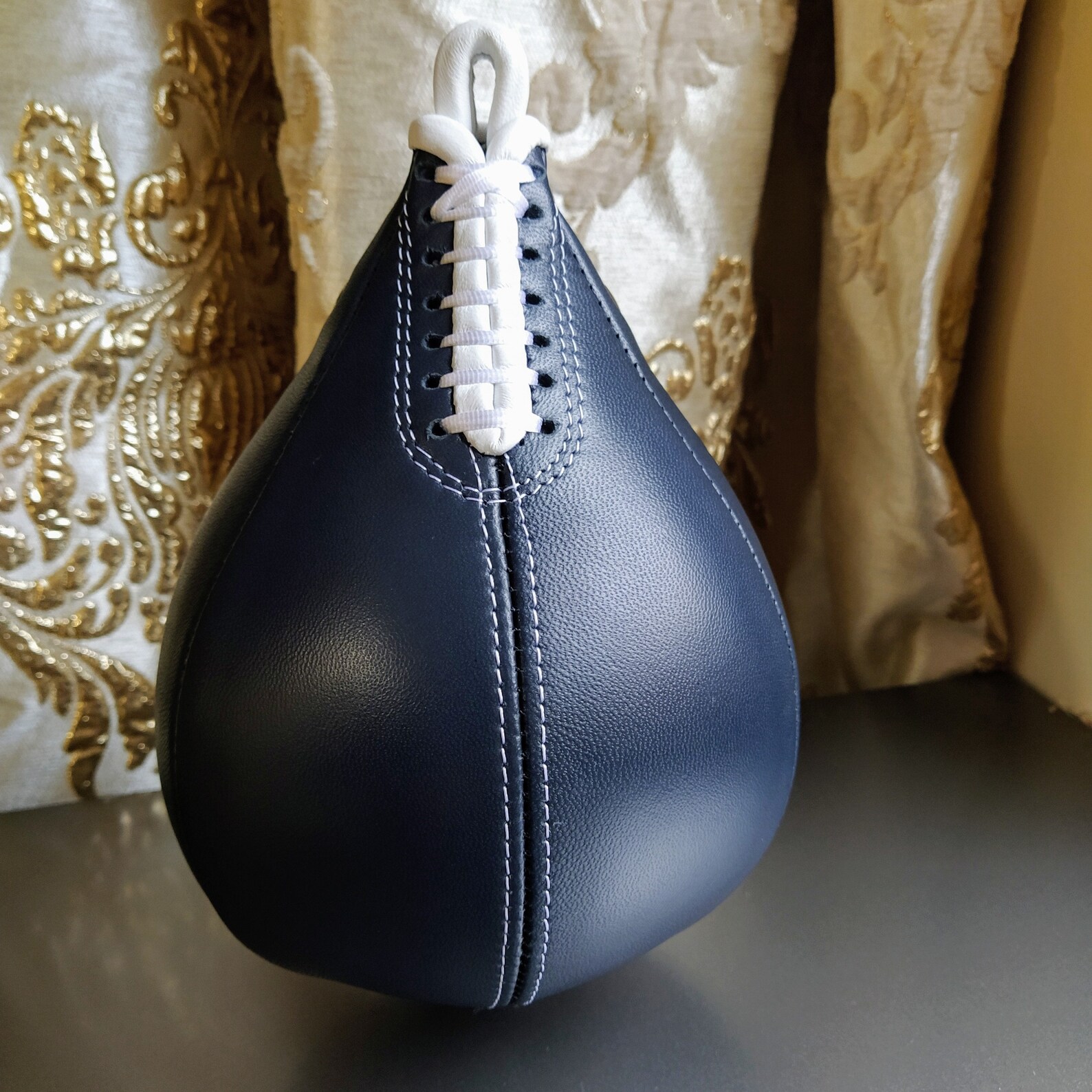 6x9 Inch Boxing Bag Handmade Speed Bag Leather Navy White | Etsy