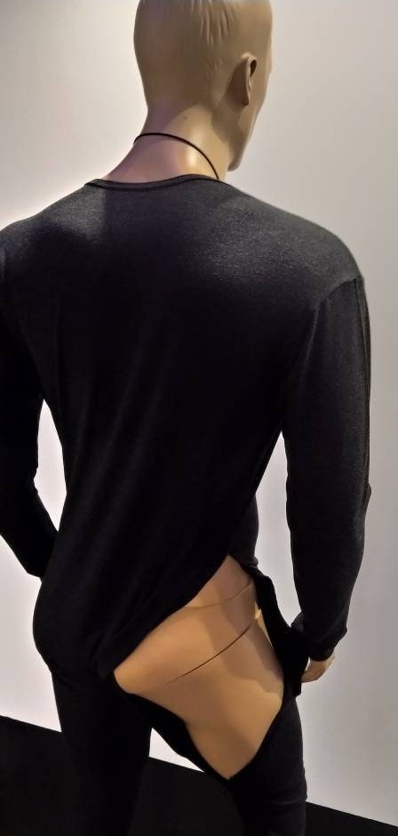 Mens Bodysuit: Dark Gray One-piece Union Suit With Zipper - Etsy